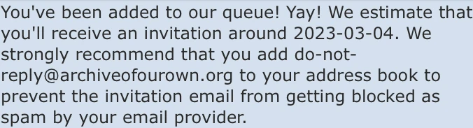 Just got added to the Ao3 invitation queue | Fandom