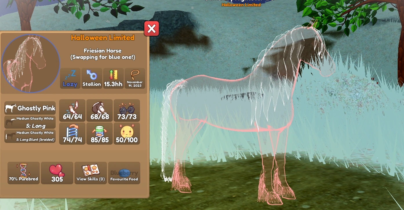 Swapping my pink ghost friesian for blue one! | Fandom