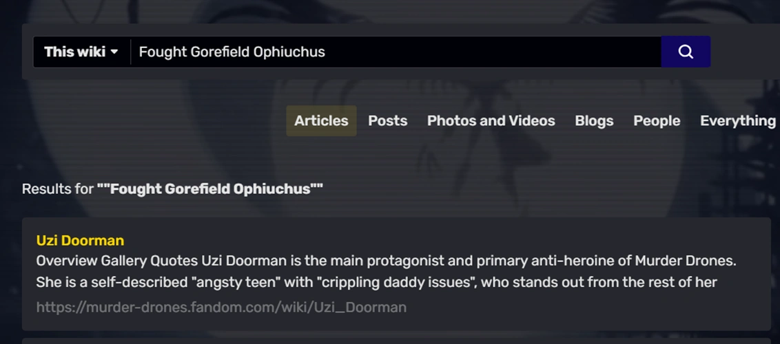 Uzi vs Gorefield Ophiuchus is now canon | Fandom