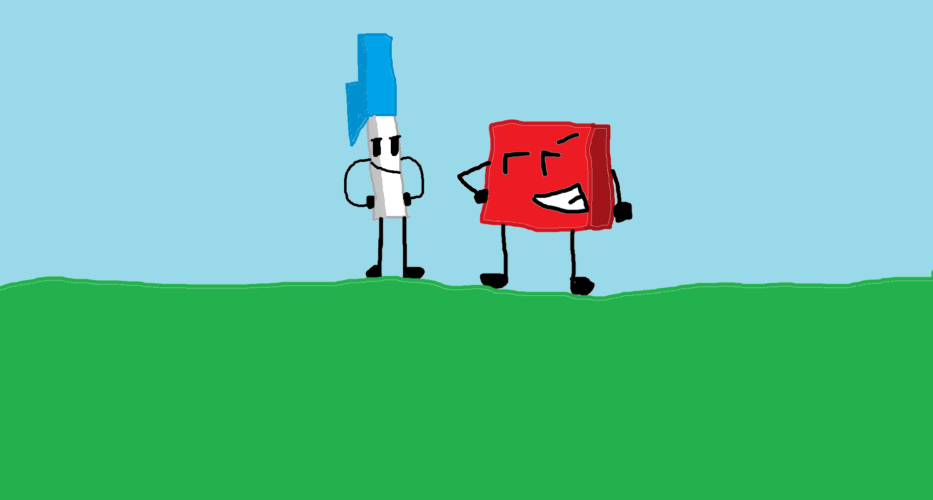 I tried to draw Pen and Blocky from BFDI in Paint. | Fandom