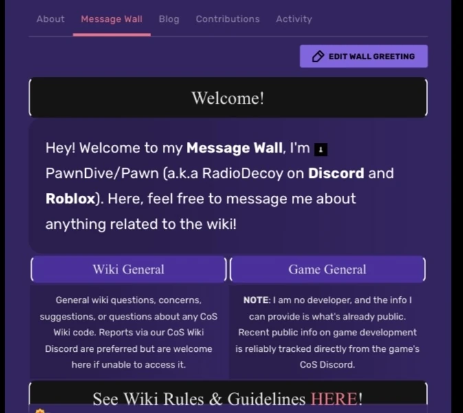 Wall Greetings Status? | Fandom