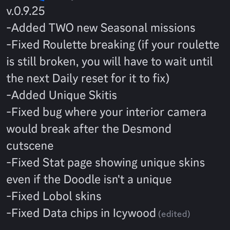 Bug fixes that reset the server 3 times | Fandom