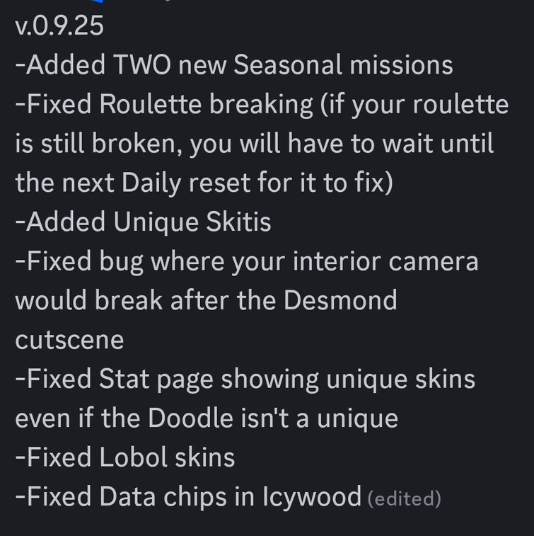 Bug fixes that reset the server 3 times | Fandom