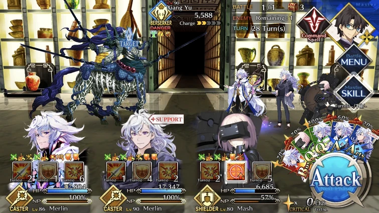 16T (at least) + overcharged Castoria NP (for survival) + full DPS NP ...