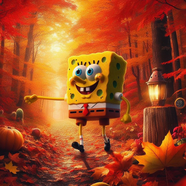 Some AI Art of SpongeBob in an Autumn Landscape | Fandom
