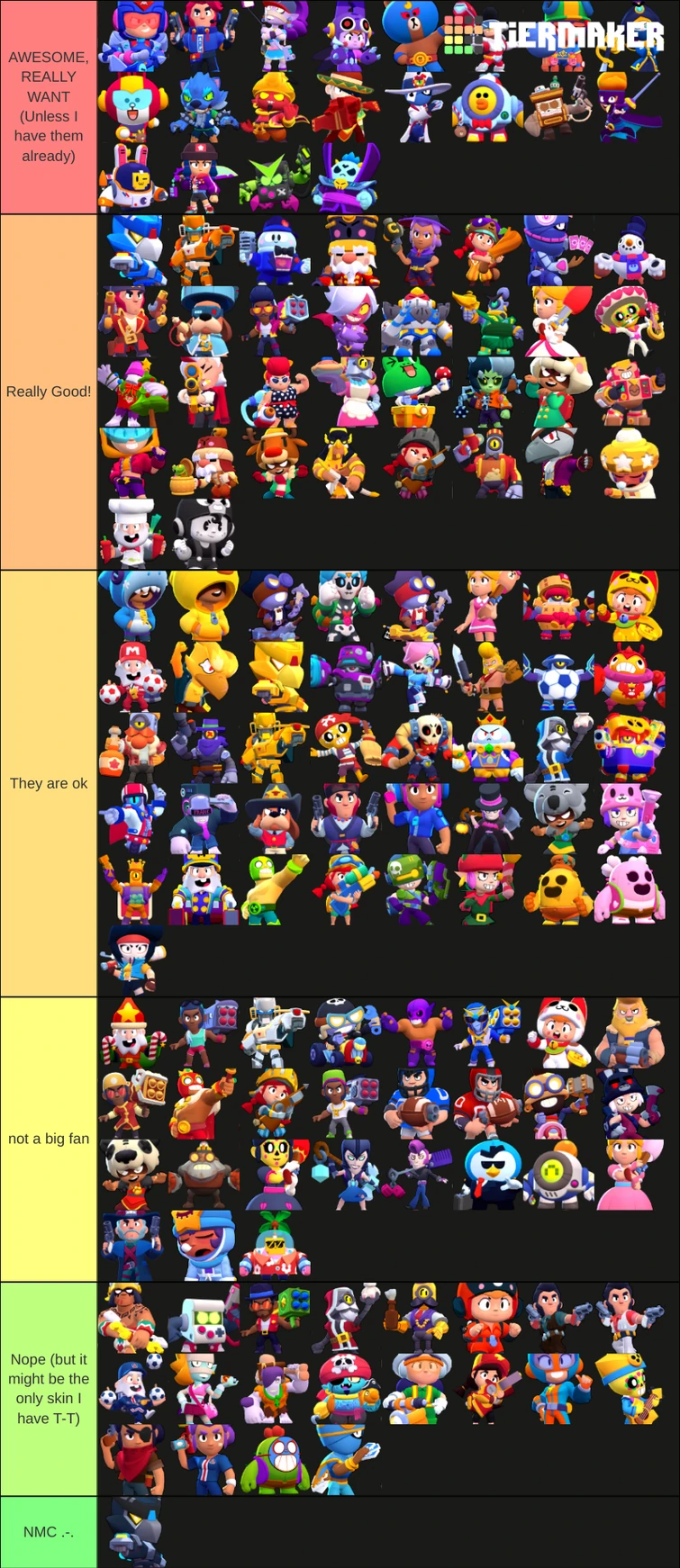 Skin Tierlist (UPDATED, I realized a ton of these skins are trash after ...