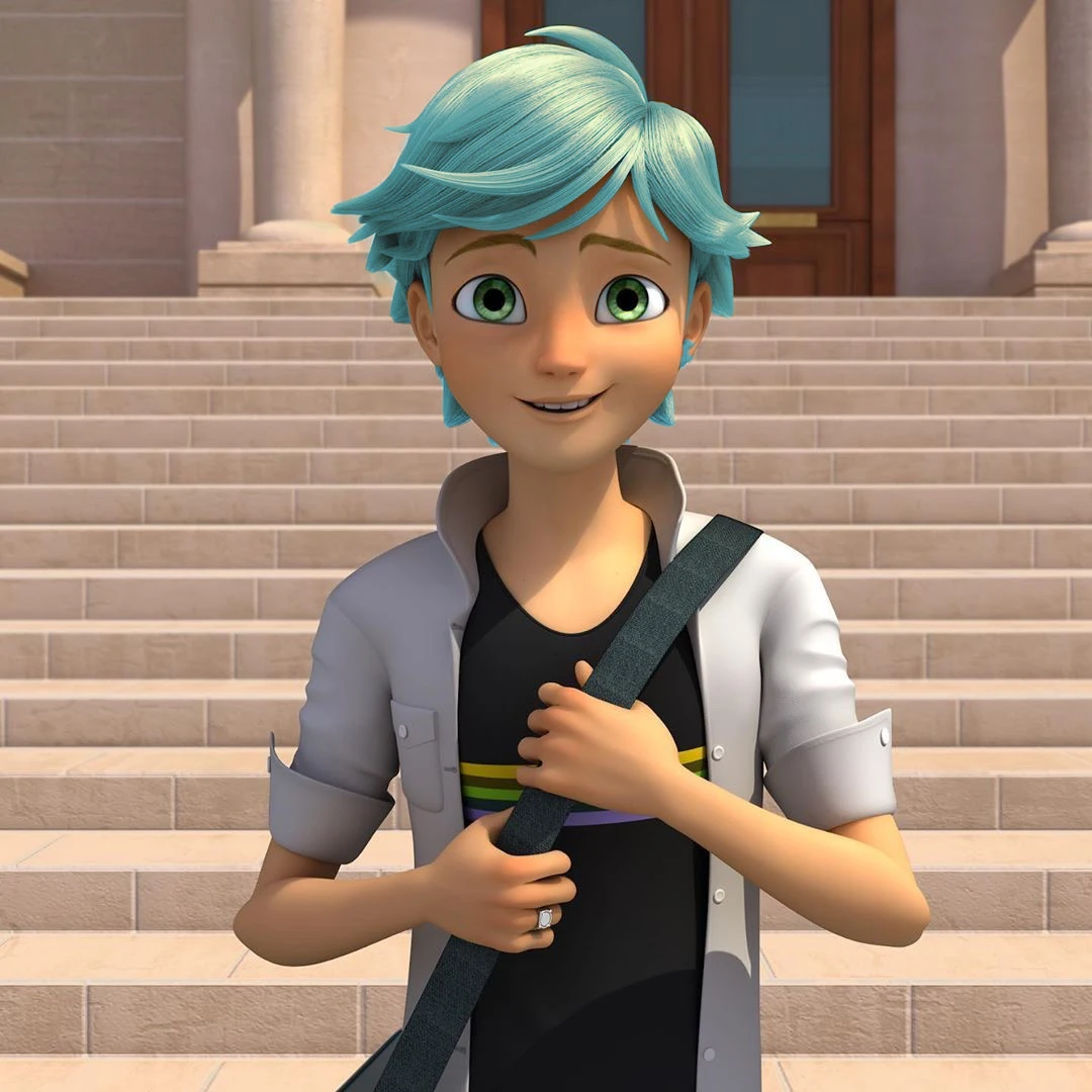 Adrien with blue hair + Chloé with red highlights and green eyes | Fandom