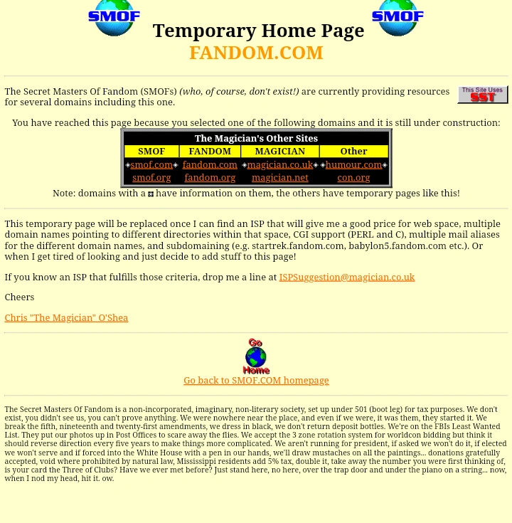 Apparently this what fandom used to look like, and it's the earliest ...