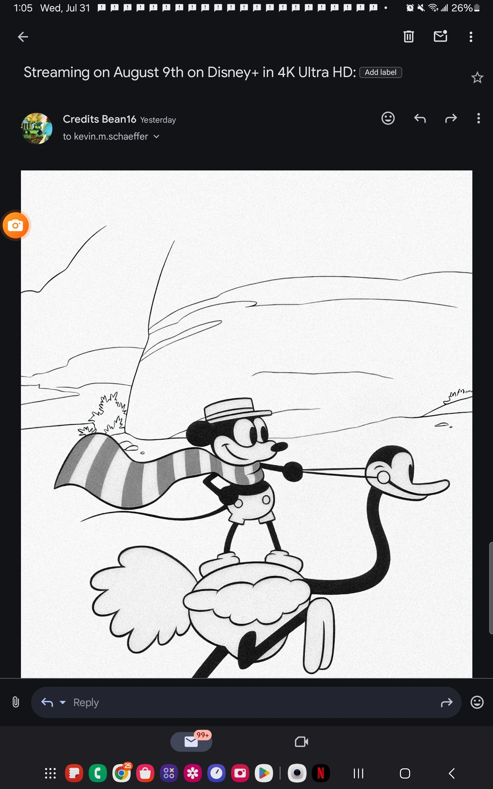 I send a email to Kevin Schaeffer from the Walt Disney Studios ...