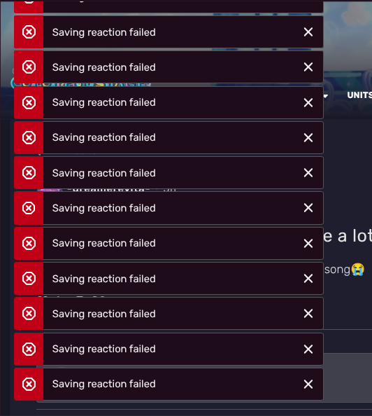 Saving reaction failed Saving reaction failed Saving reaction failed Saving reaction failed ...