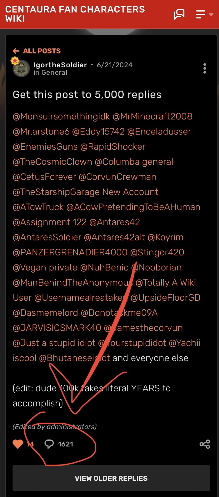 Wiki kinda dead so here a post with a LOT of Replies | Fandom