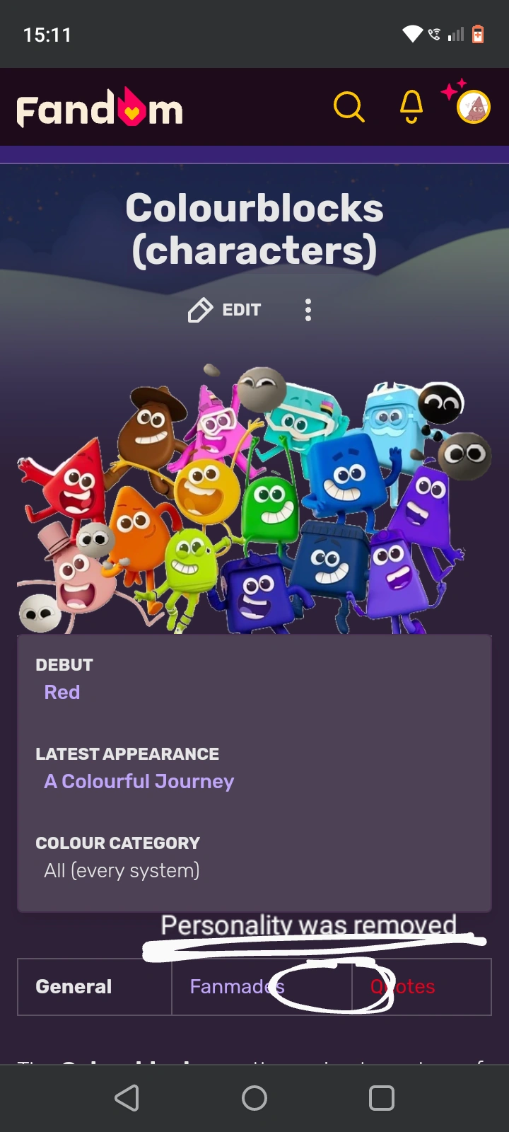Could we bring back the personality page on Colourblocks (characters ...