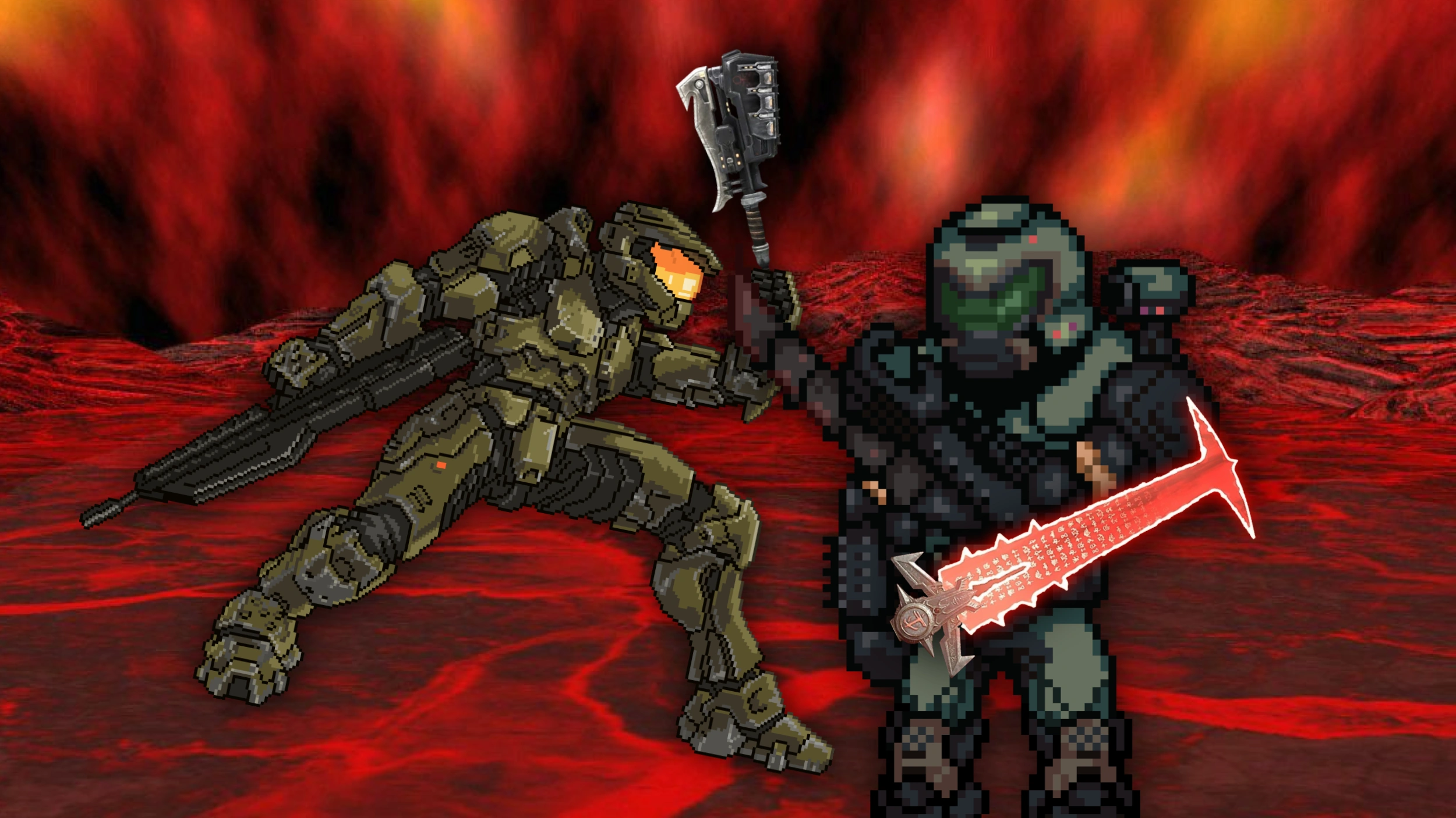 Doom Slayer (Doom) vs Master Chief (Halo) sprite art! | Fandom