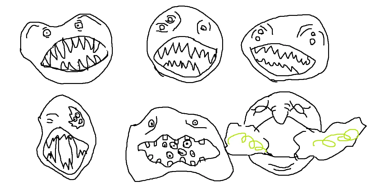 I drew dude monsters or whatewer it spelled | Fandom