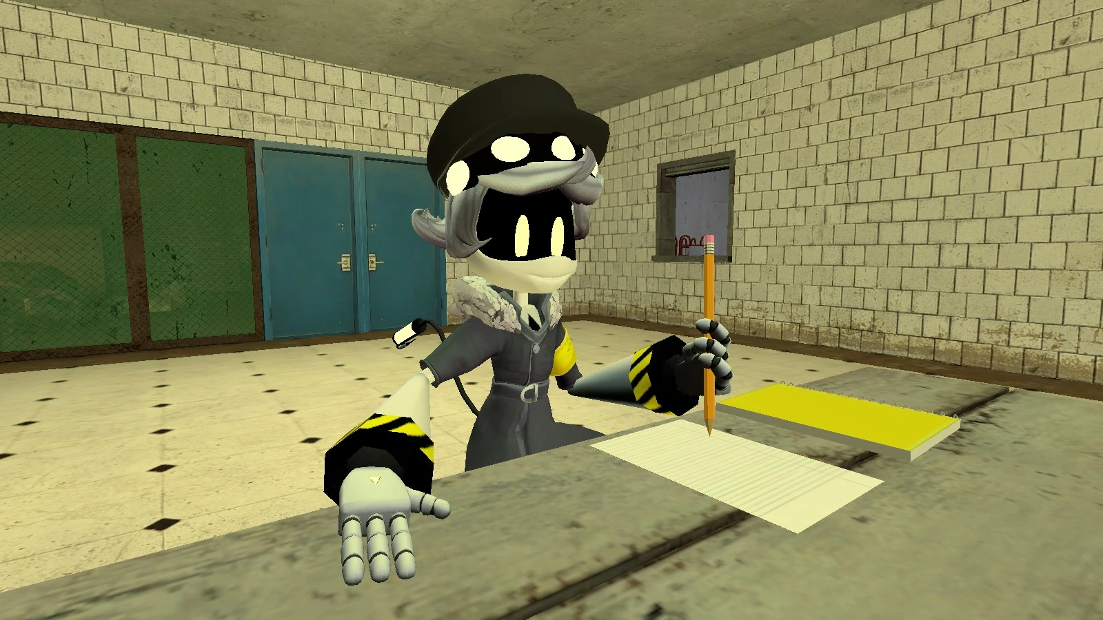 Serial Designation N writing his paper. | Fandom