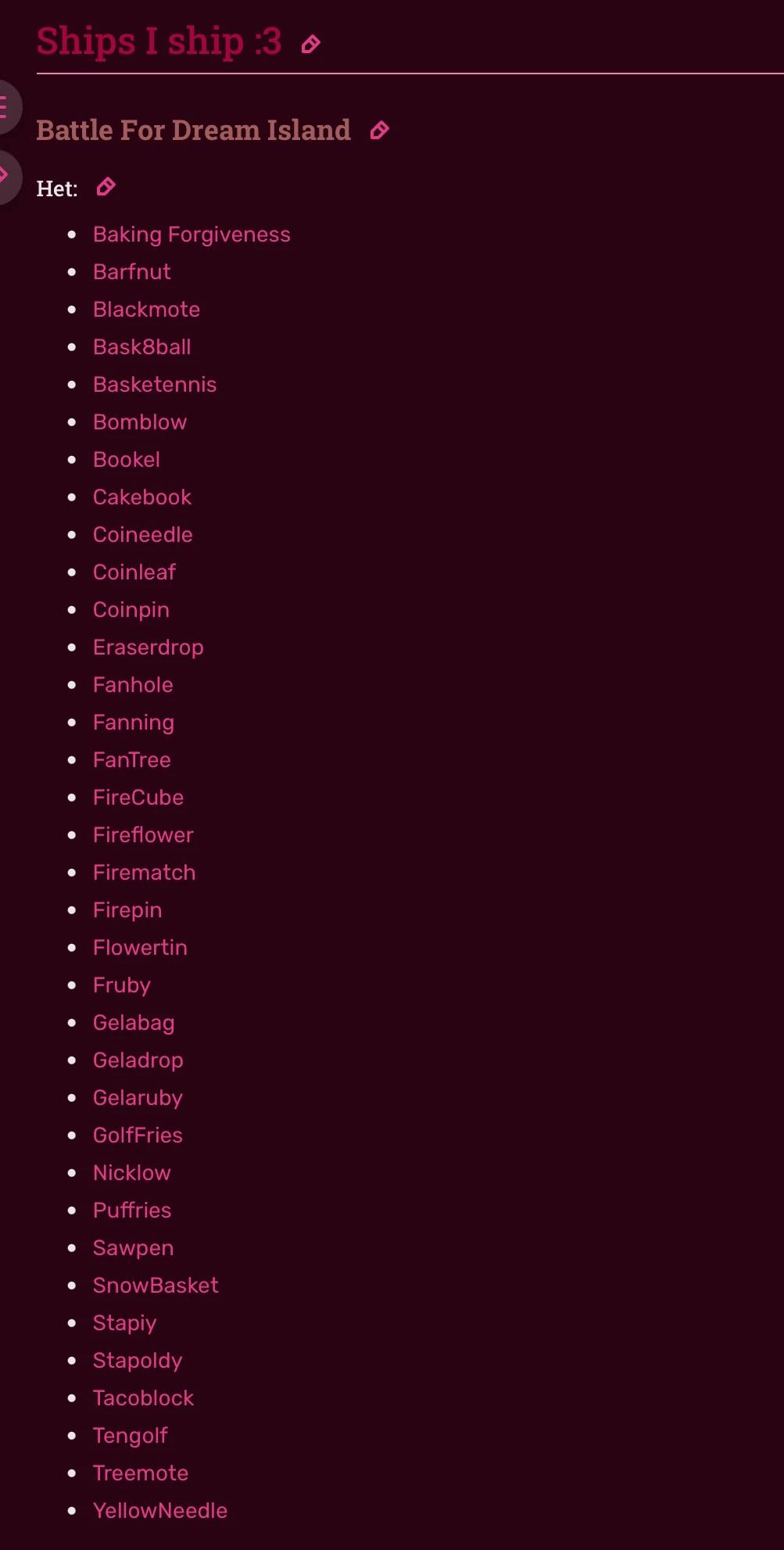 Some BFDI ships I ship..(probably have to click for full on some of the ...