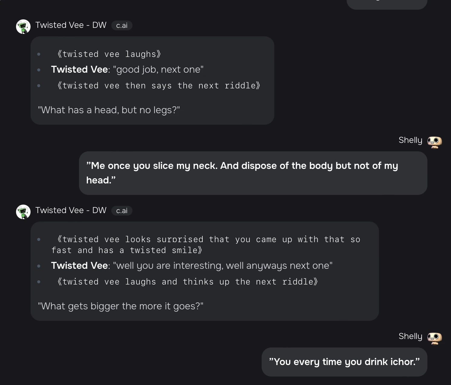 Shelly’s feeling a bit murderous to twisted Vee’s riddles. | Fandom
