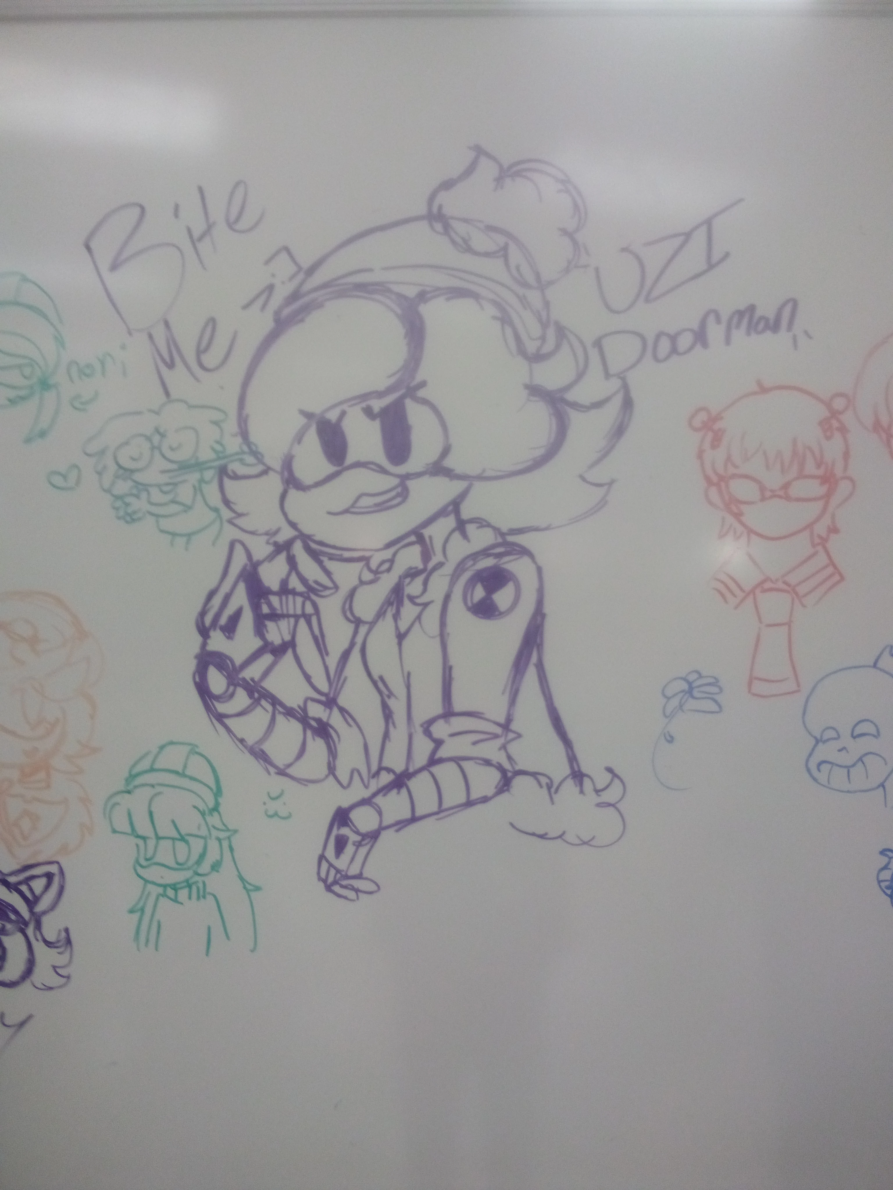 I drew Uzi and Lizzy on a whiteboard (And actual whiteboard not the ...