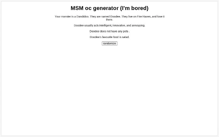 What should I add to the MSM oc generator | Fandom