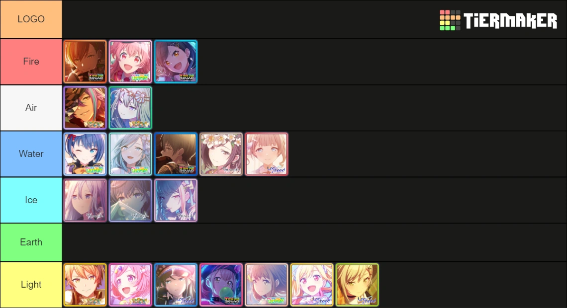 Proseka characters' Elements (My opinion! >w