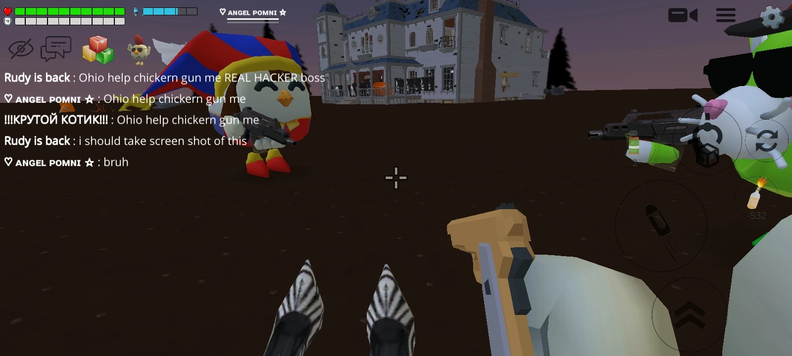 Hi guys to i meet a hacker in chicken gun so we have fun together until ...