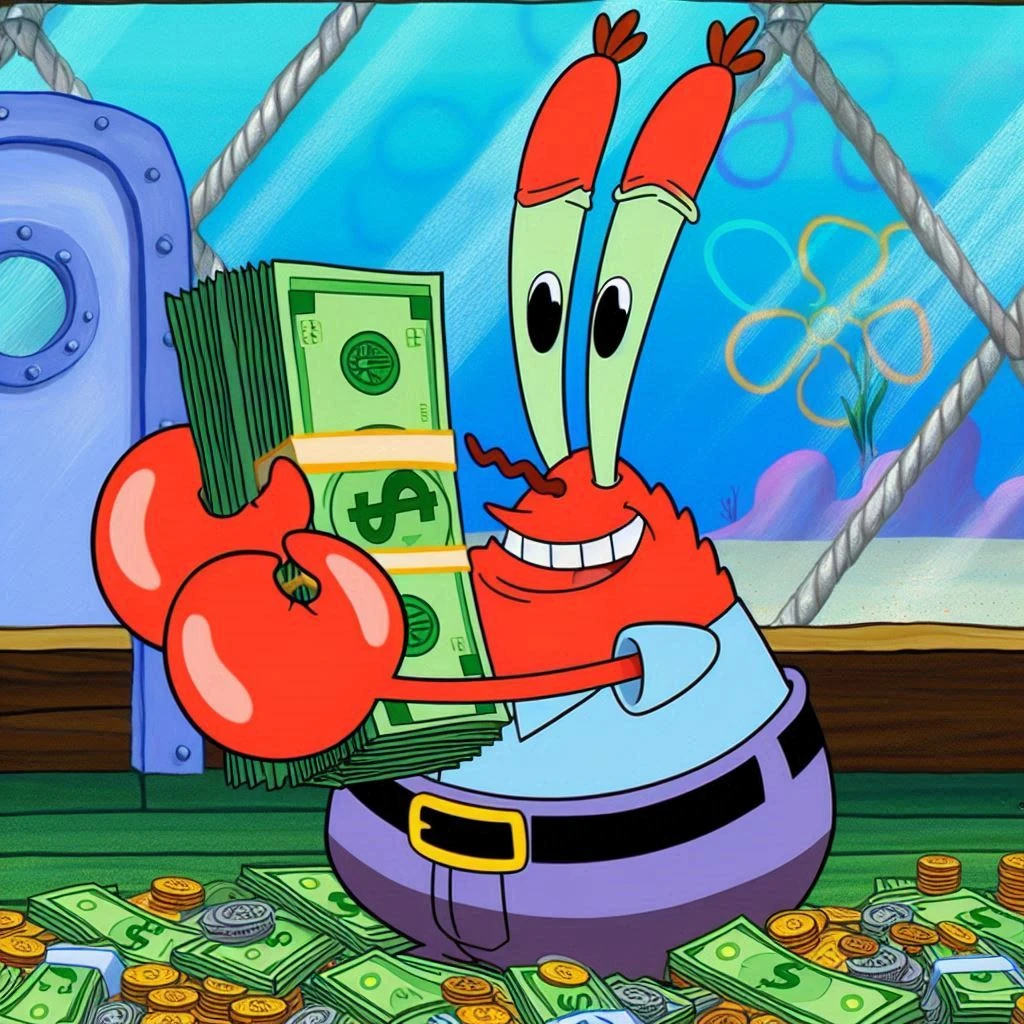 AI-generated fan arts with Mr. Krabs hugging the money | Fandom