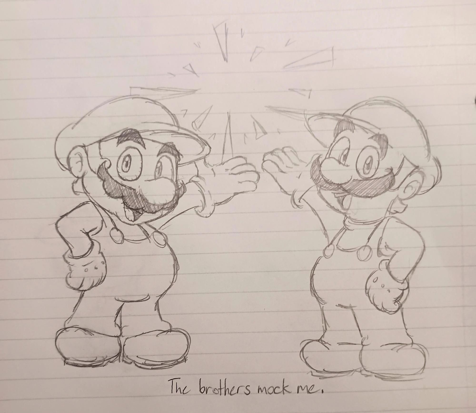 A normal drawing of the Mario Brothers. | Fandom