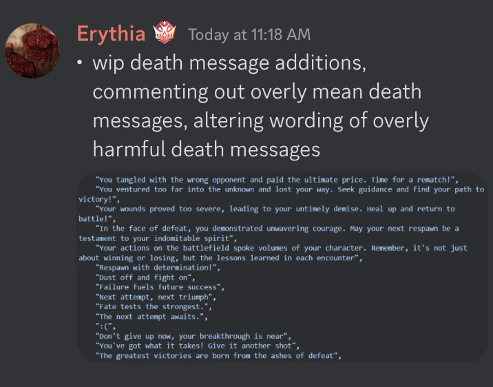 death message changes | Fandom