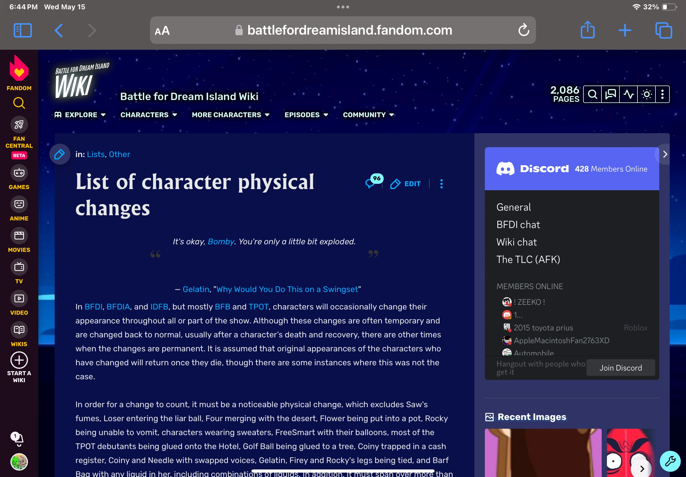 Now we need list of character mental changes, or is that unnecessary ...