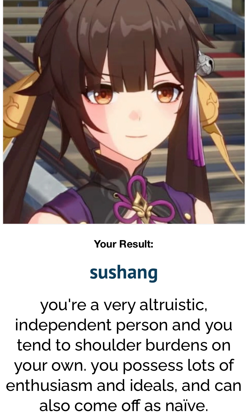 My hsr player friend made me take a personality quiz (idk shit abt this ...