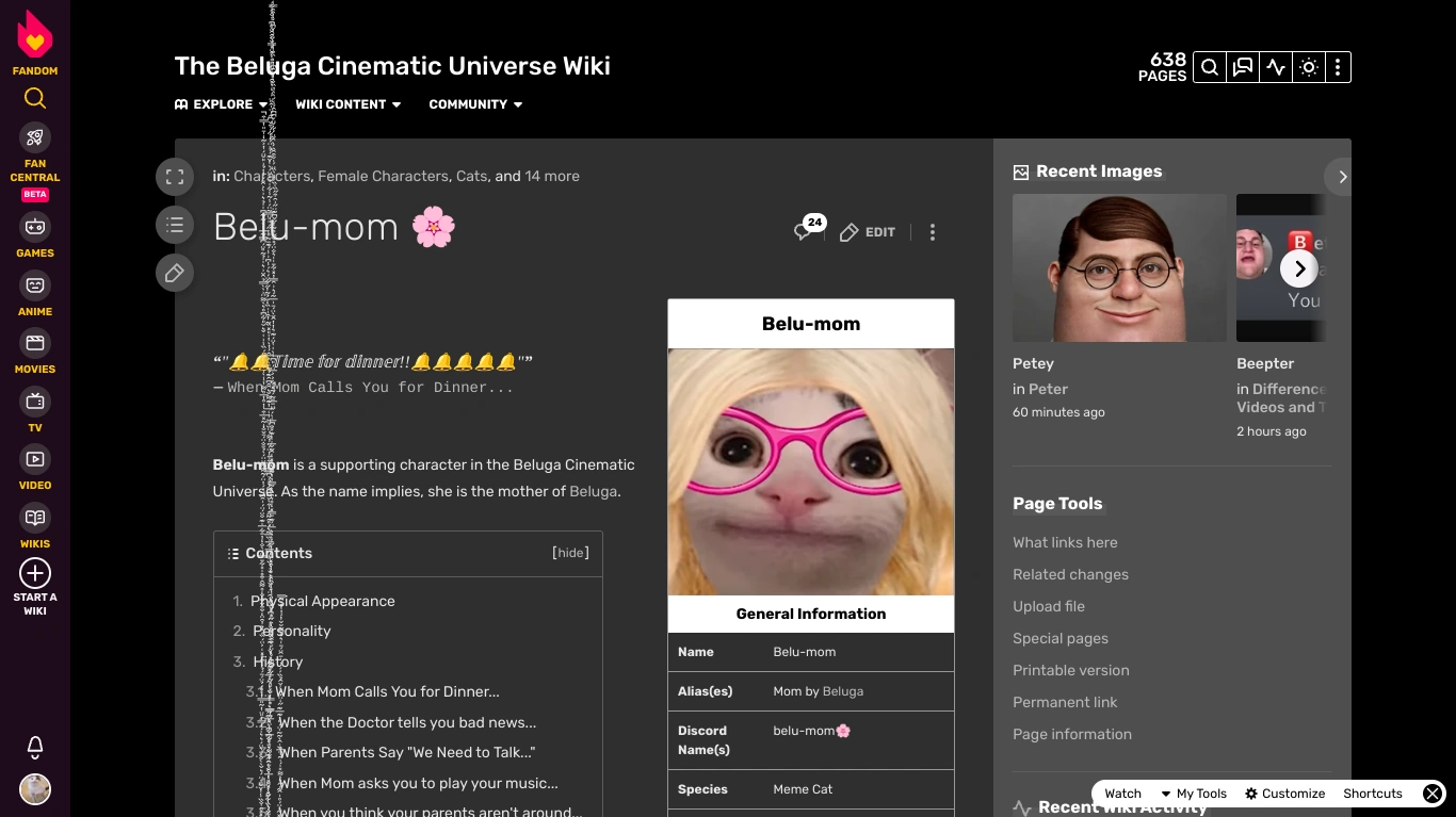 Lol. Something glitched out on the Belu-mom page. | Fandom