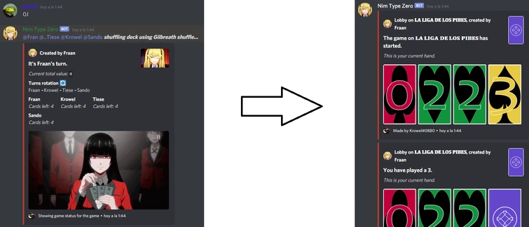 I've created a Nim Type Zero Discord bot. Also, sorry for the bad ...