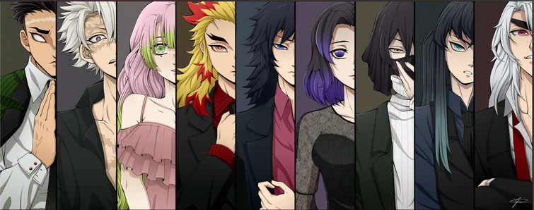 Found this fanart of the Hashiras in formal wear | Fandom
