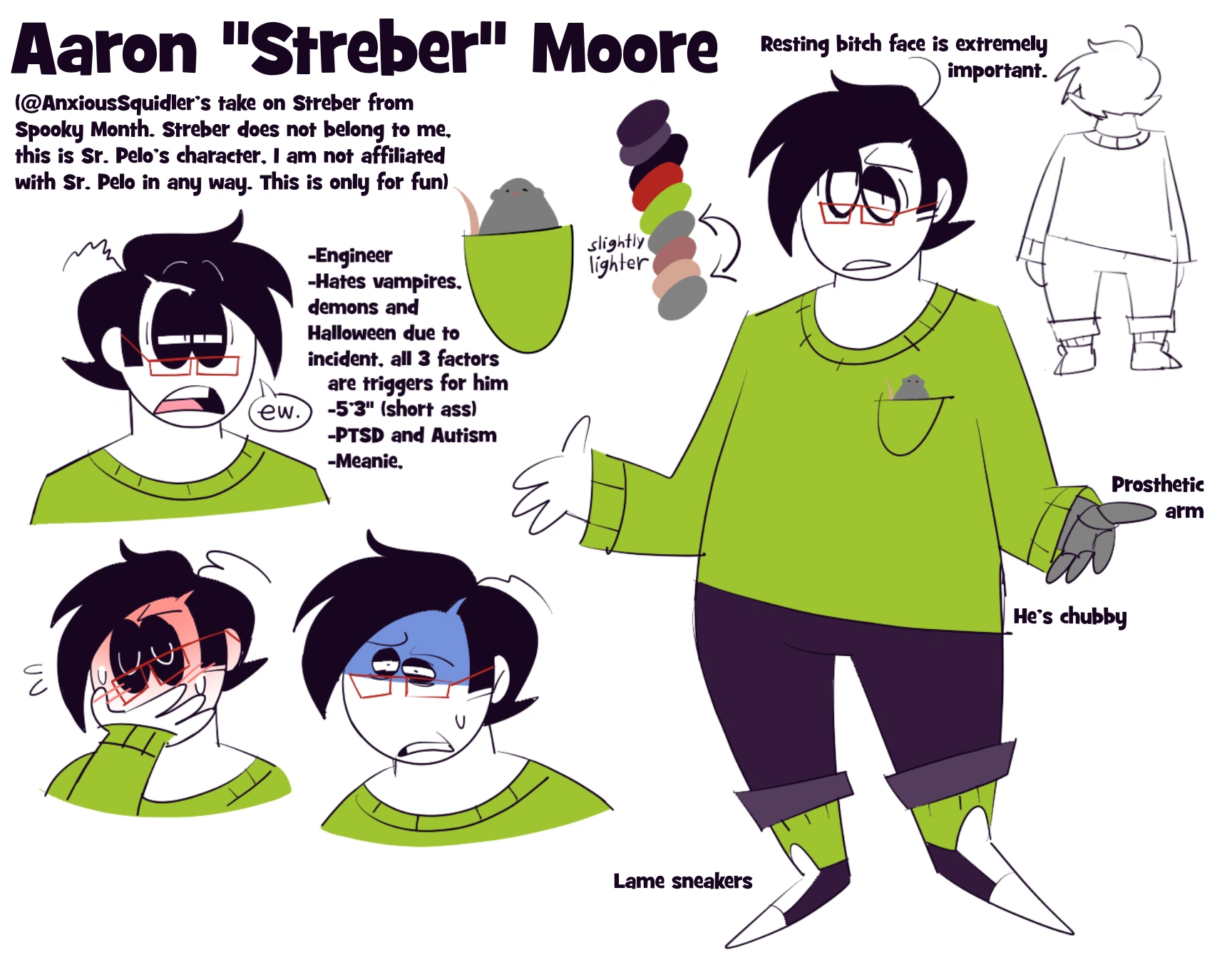 Streber reference sheet with my head canons | Fandom