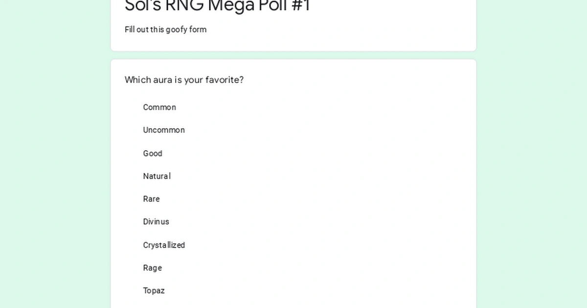 Sol’s RNG Mega poll | Fandom