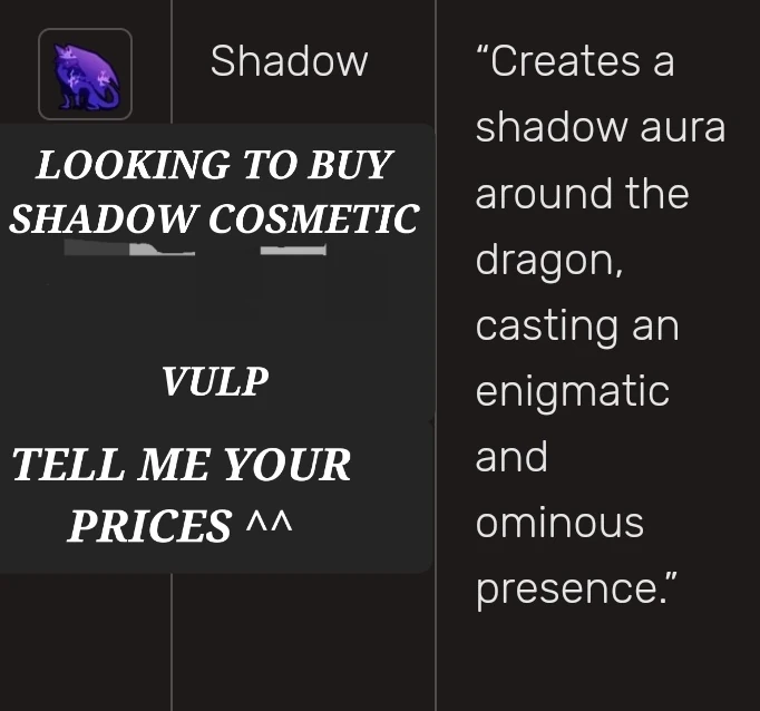 Looking to buy Shadow Cosmetic Vulp! Tell me Your Prices ^^ | Fandom