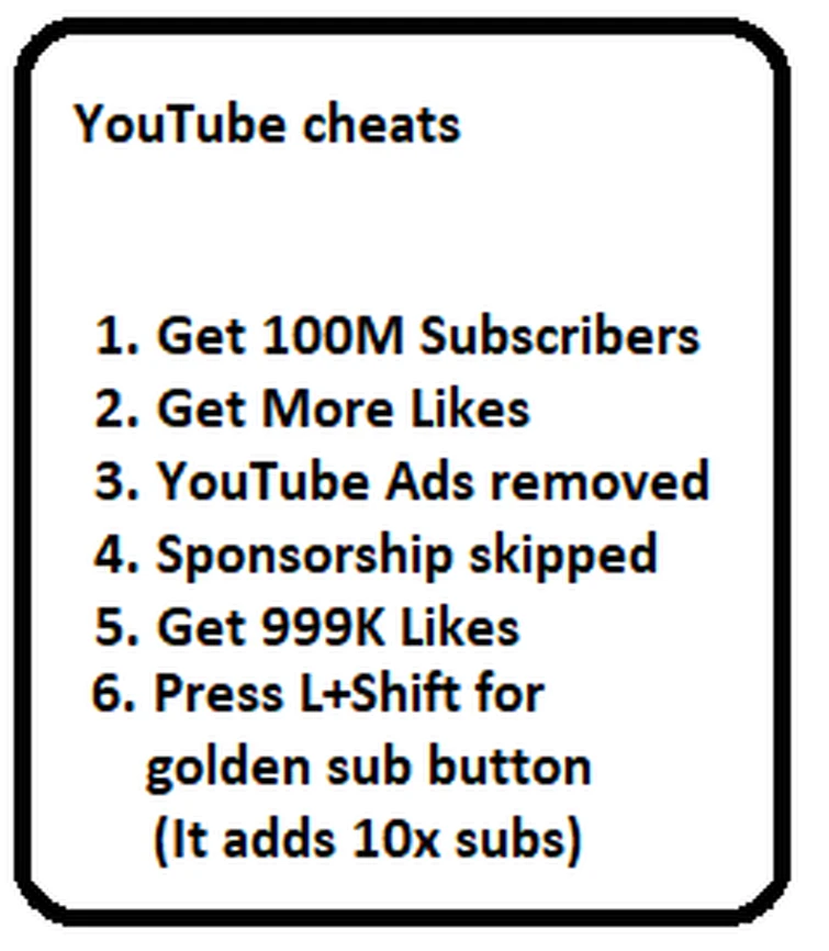 YouTube cheats | Fandom