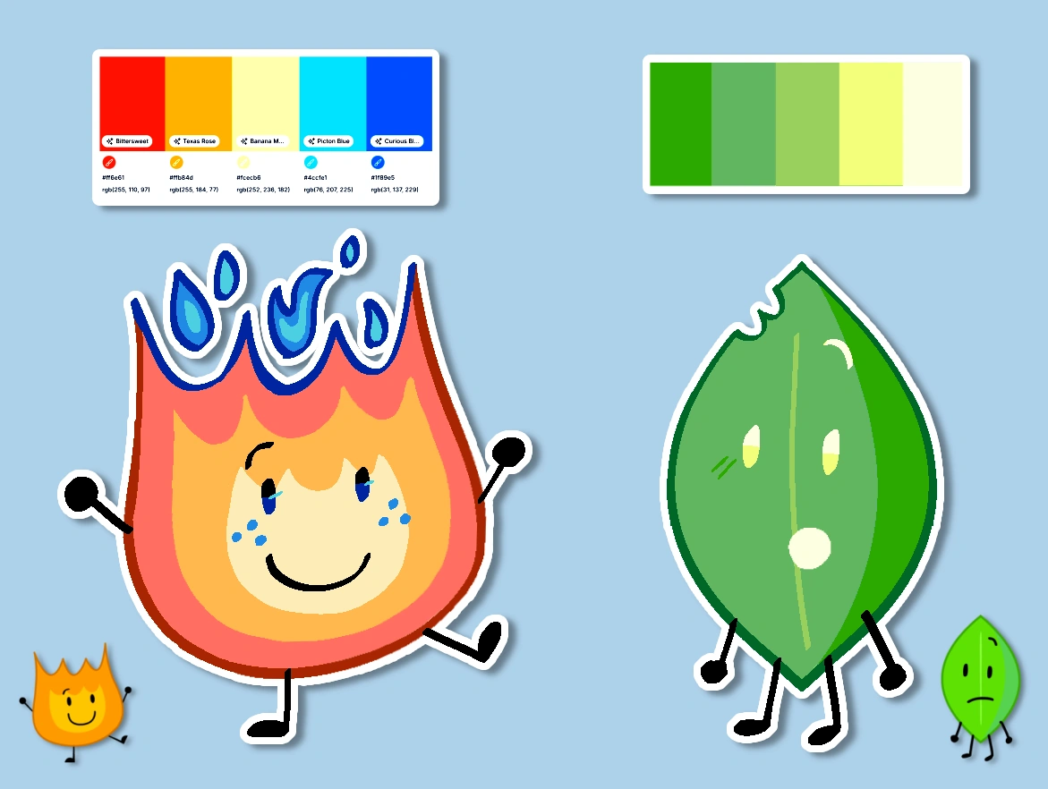 firey and leafy recolored with randomly generated color pallettes! | Fandom