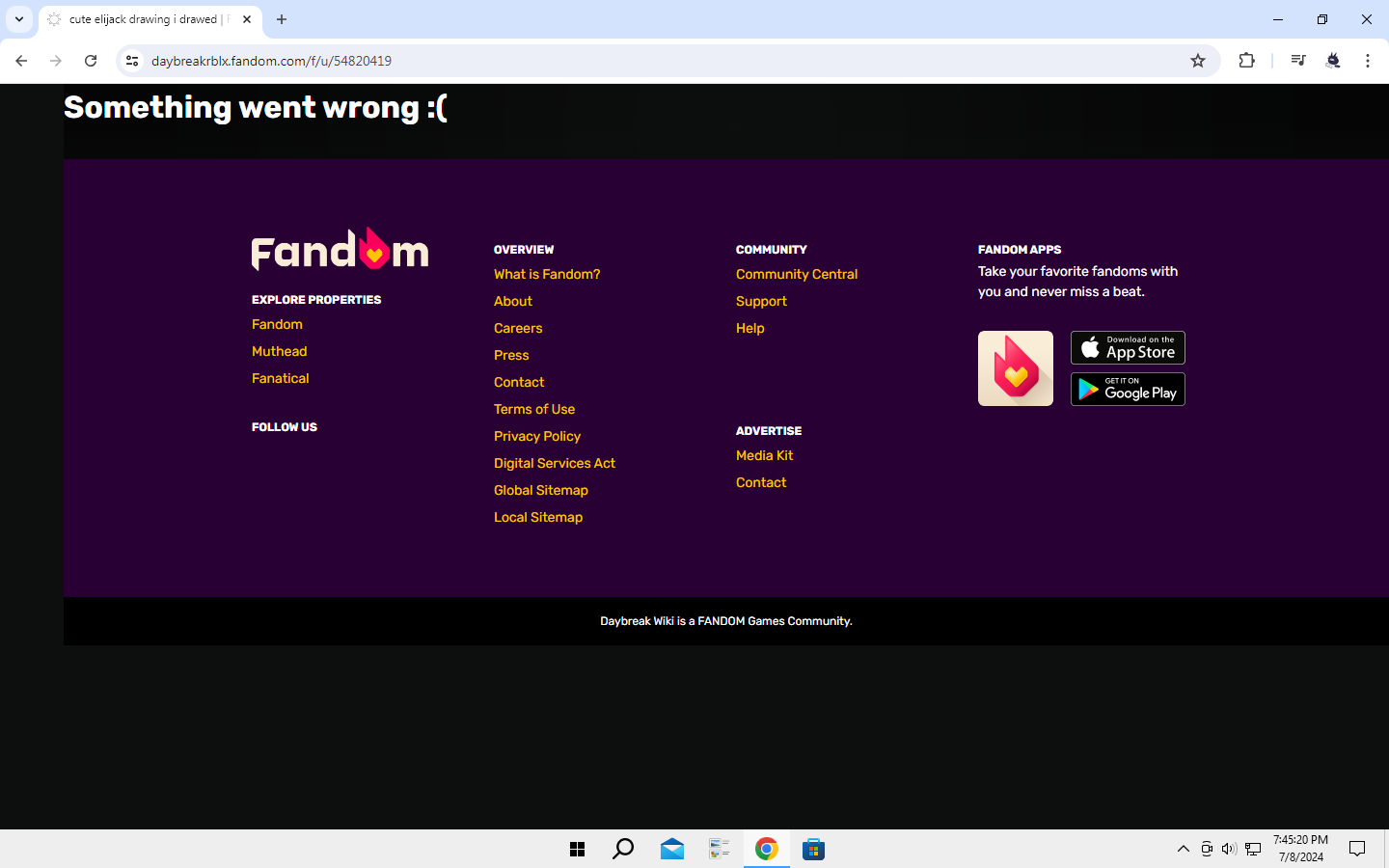 I got a error while viewing the fandom | Fandom