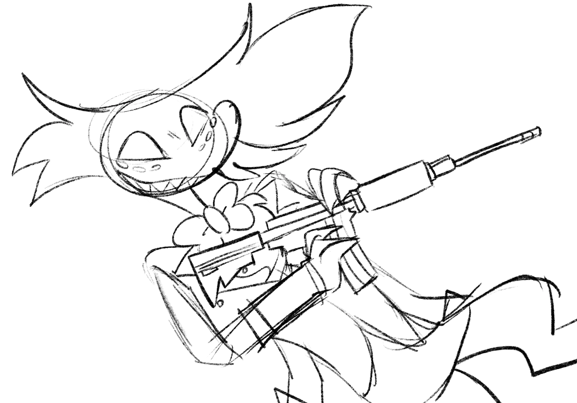 Sketch of Angel Dust, can’t draw guns so I stole one to reference off ...