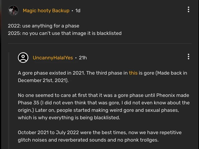 Apparently, there is a gore phase that's older than phase 35 and ...