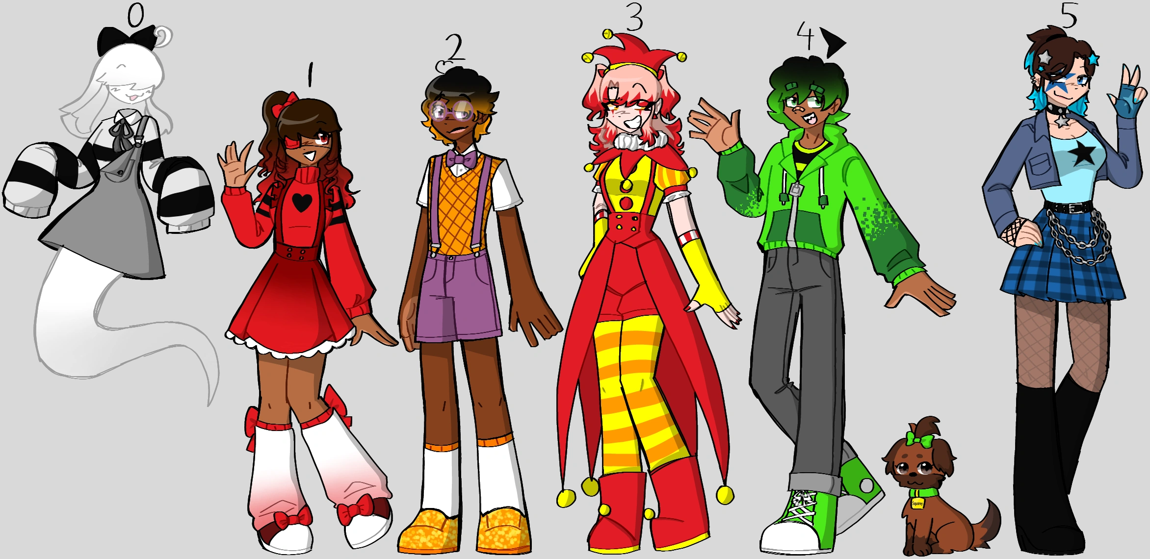 Humanized/Gijinka 0, 1, 2, 3, 4, and 5 (And Squarey) | Fandom