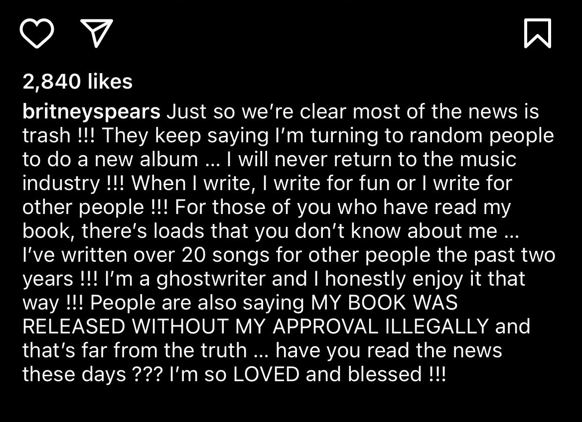 Britney says she'll never return to the music industry | Fandom