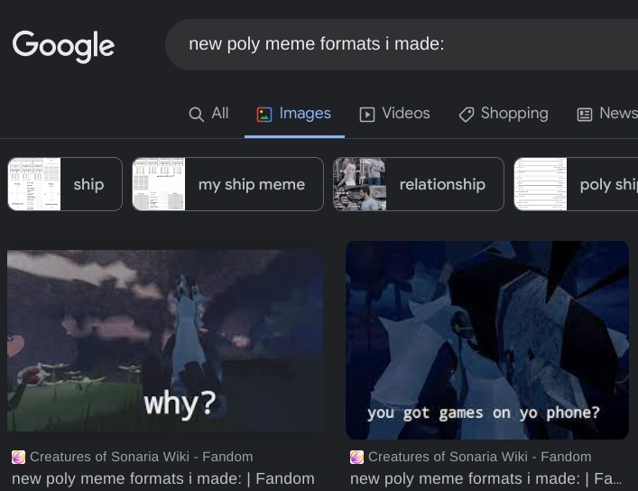 omg my poly meme formatz are on google! | Fandom