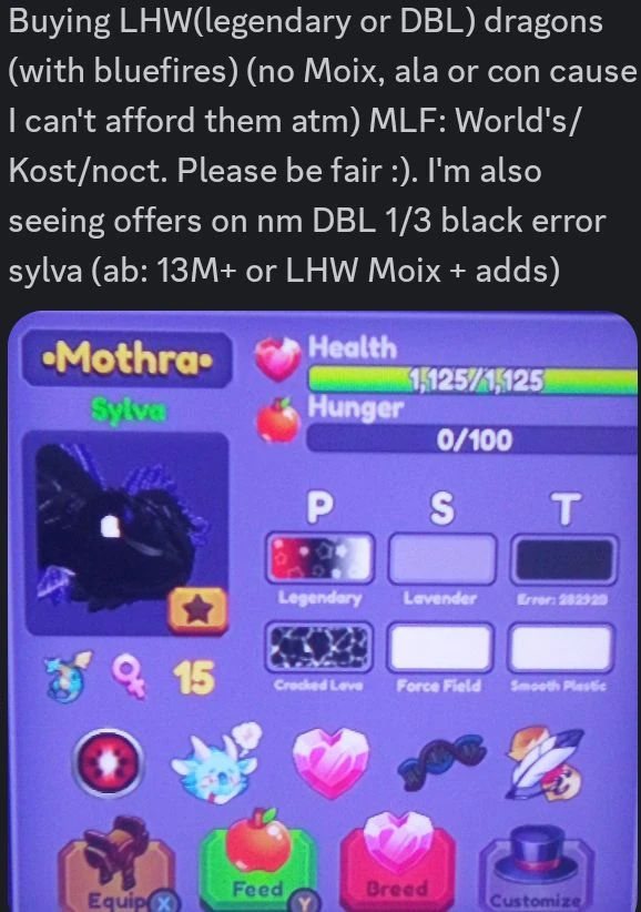 Buying LHW Dragons + seeing offers on nm DBL 1/3 black error sylva | Fandom