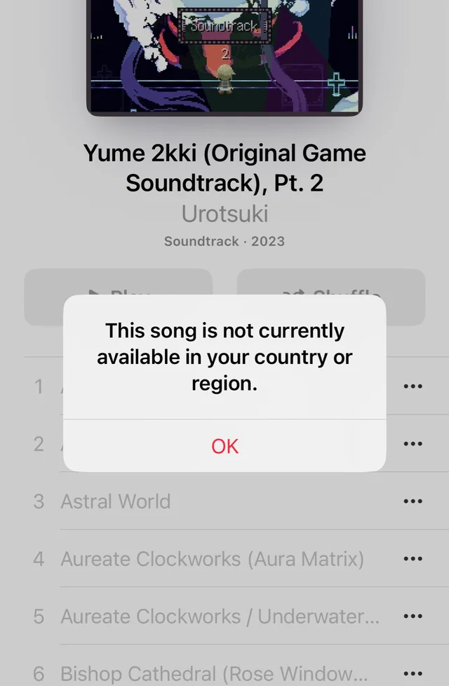 Urotsuki's Yume 2kki ost suddenly unavailable in my region on apple ...