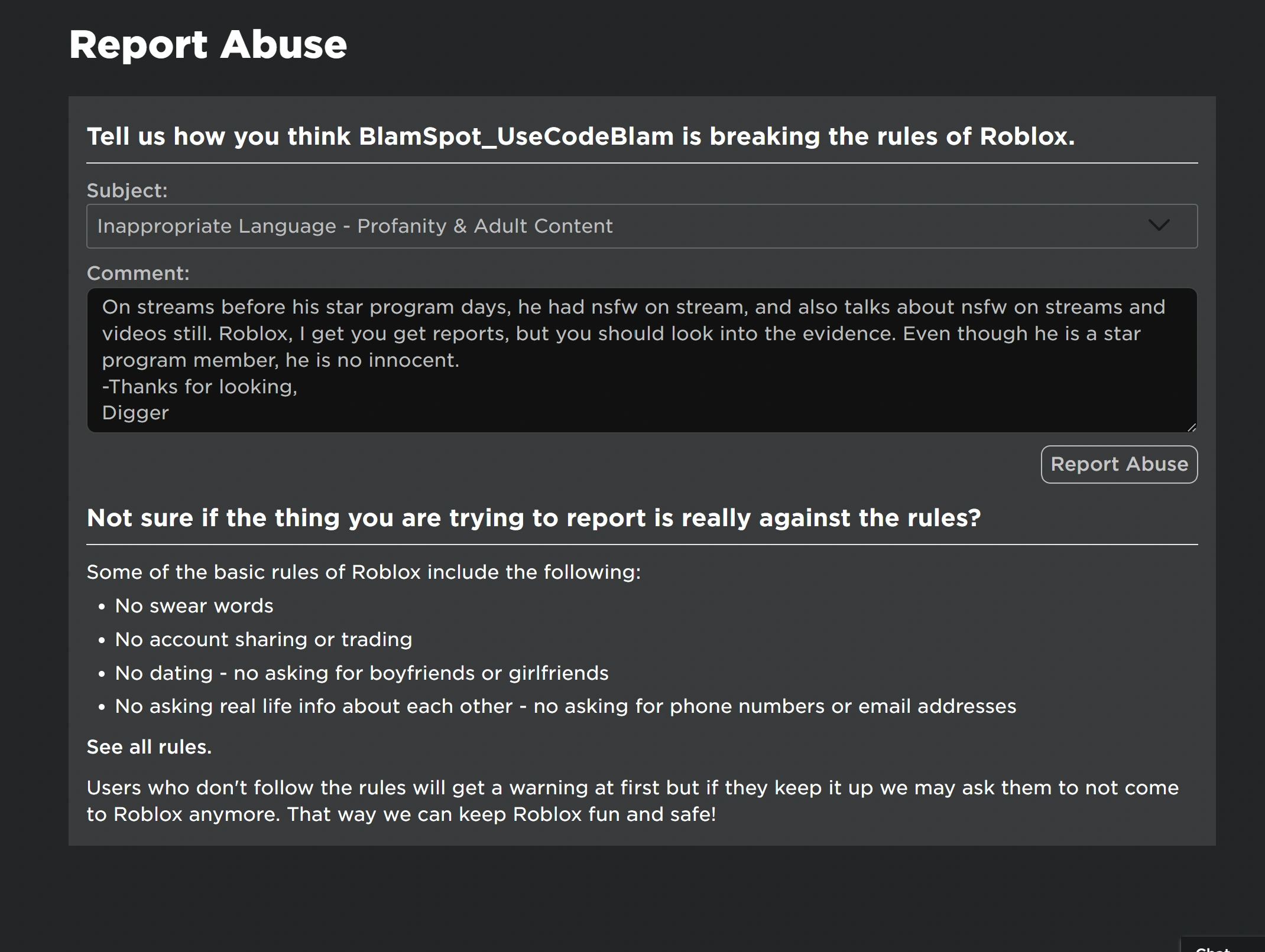 Blamspot reported by me | Fandom