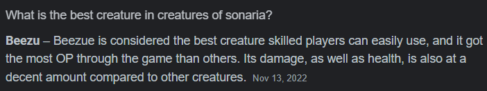 beezu??? "decent health compared to other creatures ...