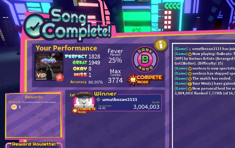 Robeats: The Light Speed Mashup B Rank. I was do 3000 combo. 1 MISS ...