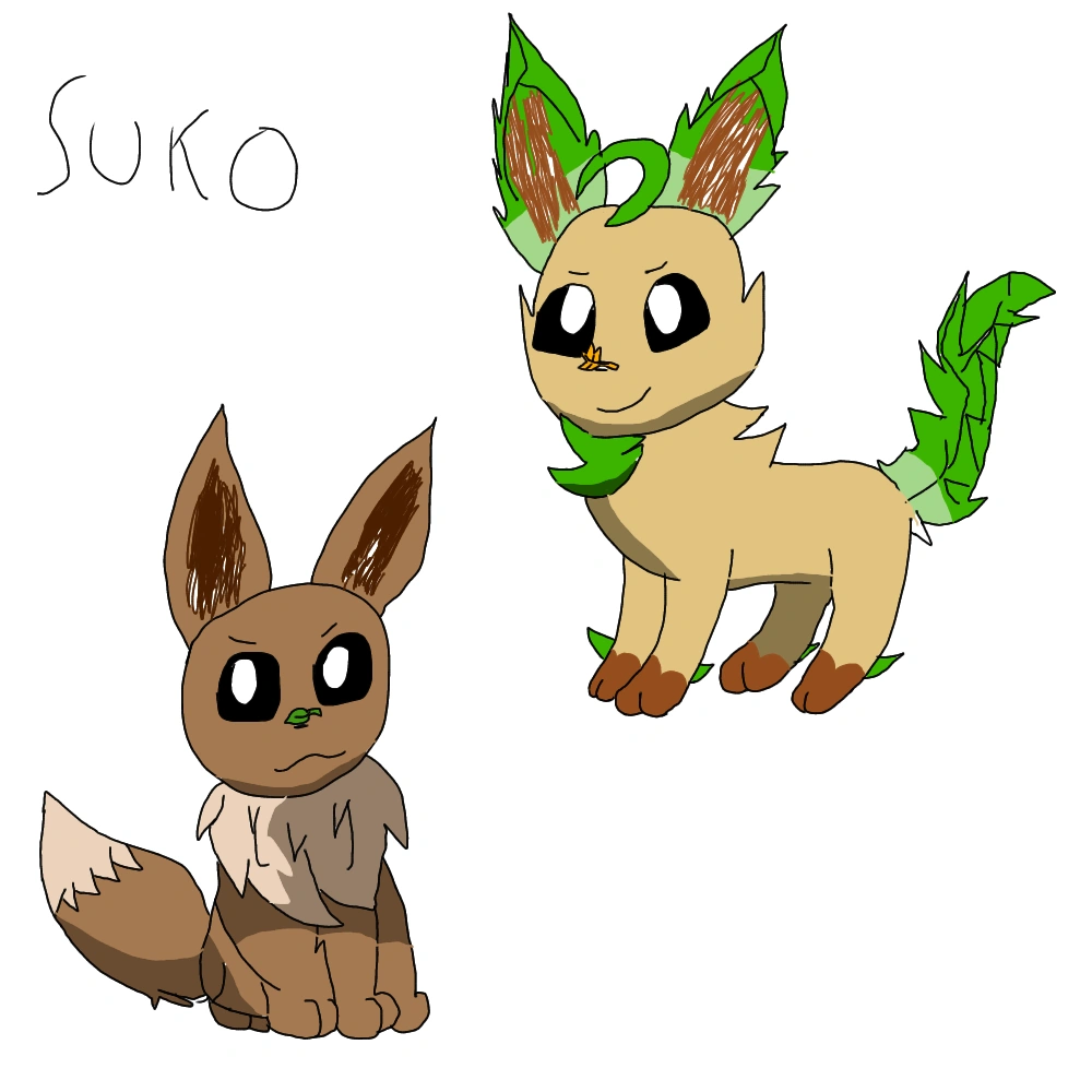 I drew Suko the Leafeon and when he was an Eevee | Fandom